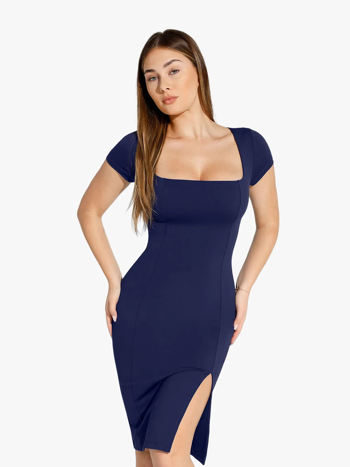 Shapewear Square Neck Slimming Midi Work Dress – Popilush EU